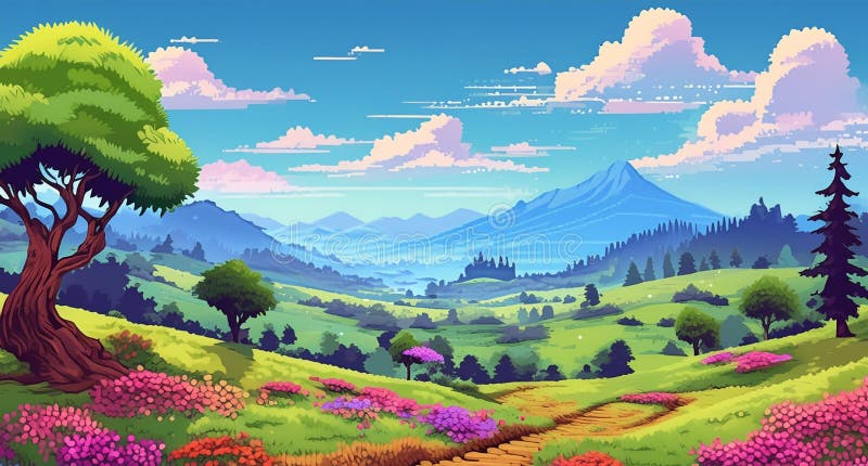 Landscape Wallpaper Background Stock Illustration - Illustration of ...