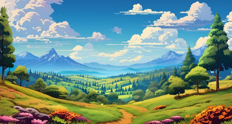 Landscape Wallpaper Background Stock Illustration - Illustration of ...