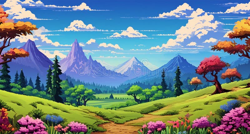 Landscape Wallpaper Background Stock Illustration - Illustration of ...