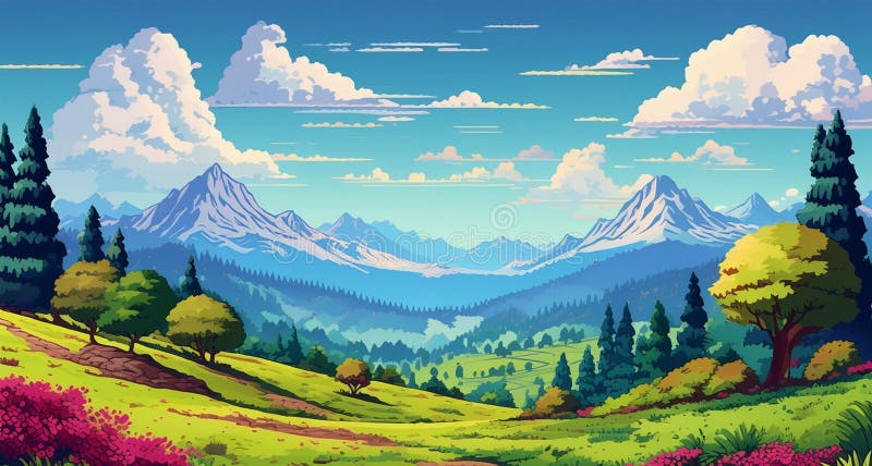 Landscape Wallpaper Background Stock Illustration - Illustration of ...
