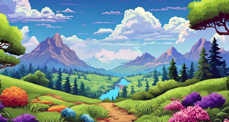 Landscape Wallpaper Background Stock Illustration - Illustration of ...