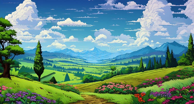 Landscape Wallpaper Background Stock Illustration - Illustration of ...