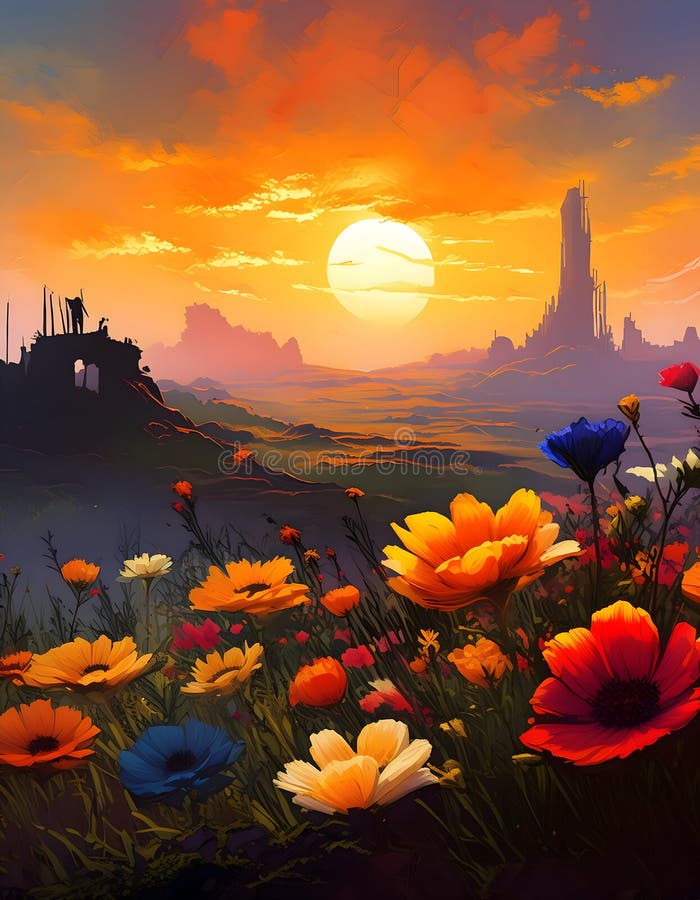 Landscape with War Zone Destruction Environment on Generative AI Stock ...