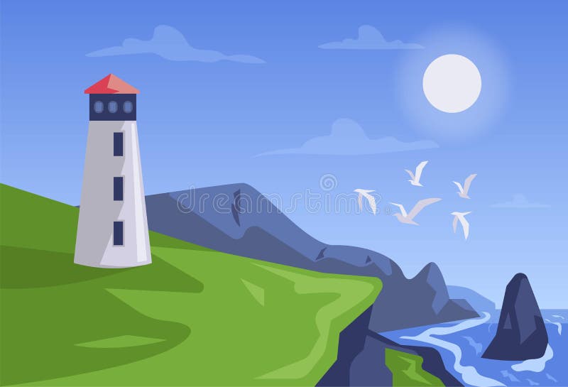 Landscape Watchtower Illustration Concept Vector Stock Illustration ...