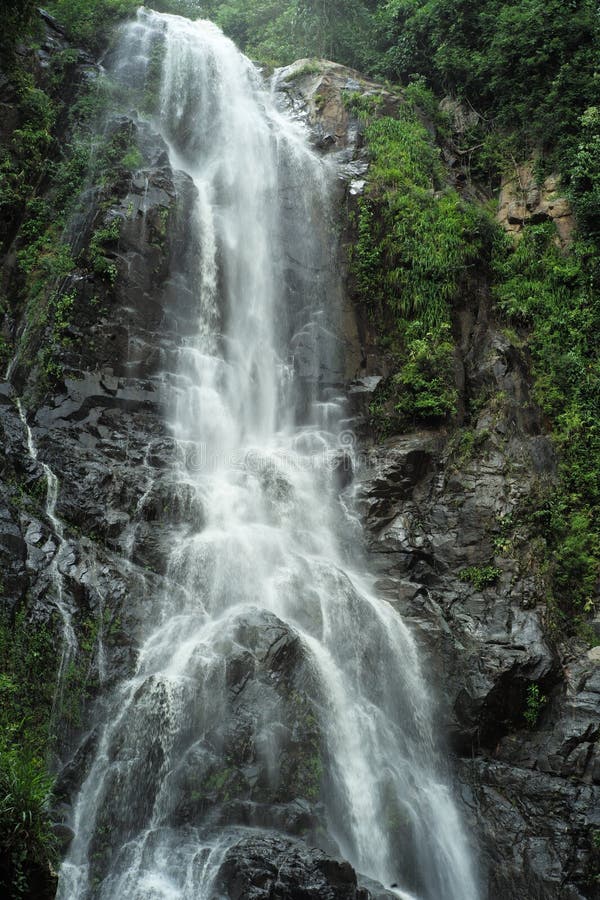 Landscape with Water Fall from High Cliff of the Mountain Stock Image ...