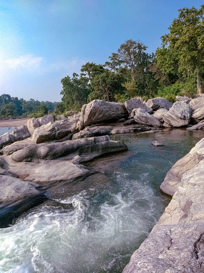 Landscape Water River Rocks Forest Nature Scene View Stock Photo ...
