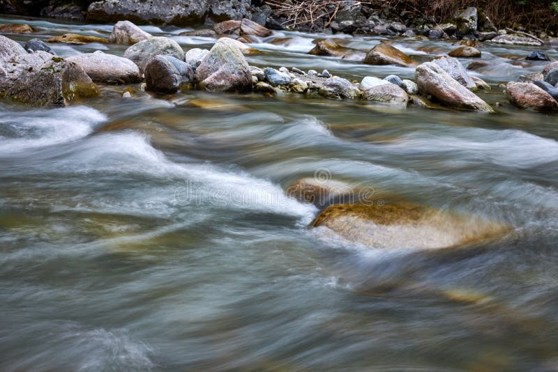 Landscape of a Water Stream in Rocky Mountains Stock Image - Image of ...