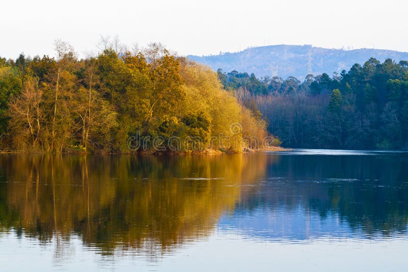 Landscape with Water and Trees Stock Photo - Image of romantic ...
