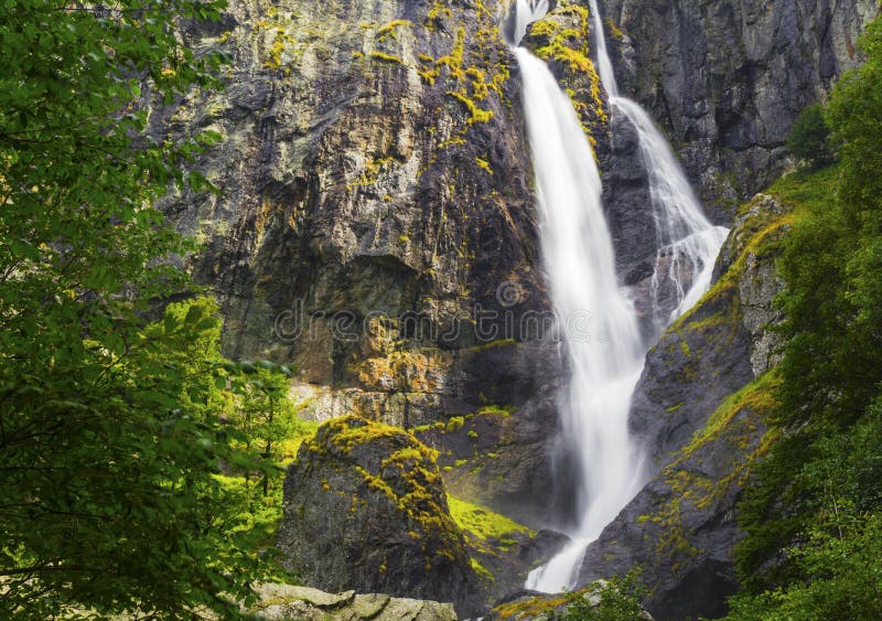 Landscape with Waterfall in the Mountain Stock Photo - Image of natural ...