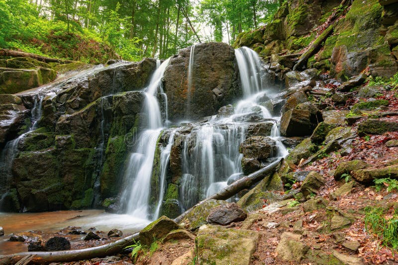 Landscape with Waterfall in Spring Stock Image - Image of cascade, pool ...