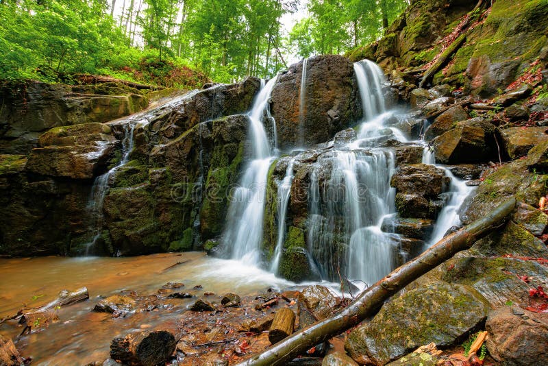 Waterfall in the Spring stock image. Image of flowing - 54631725