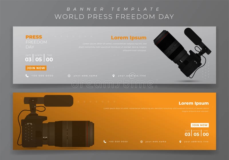 Landscape Web Banner Template for World Press Day with Camera and ...