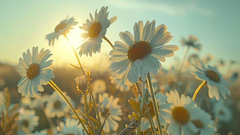 The Landscape of White Daisy Blooms in a Field Stock Image - Image of ...