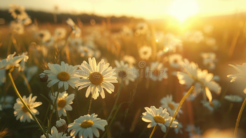 The Landscape of White Daisy Blooms in a Field Stock Photo - Image of ...