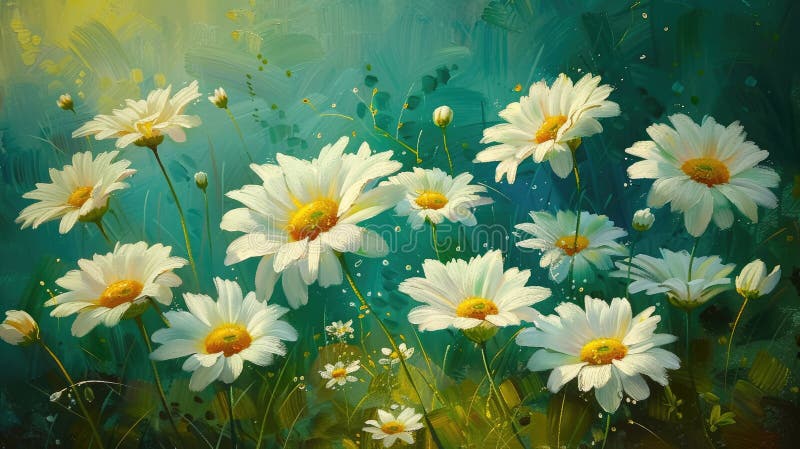 The Landscape of White Daisy Blooms in a Field Stock Photo - Image of ...