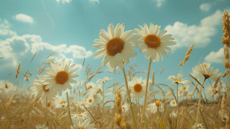 The Landscape of White Daisy Blooms in a Field Stock Image - Image of ...