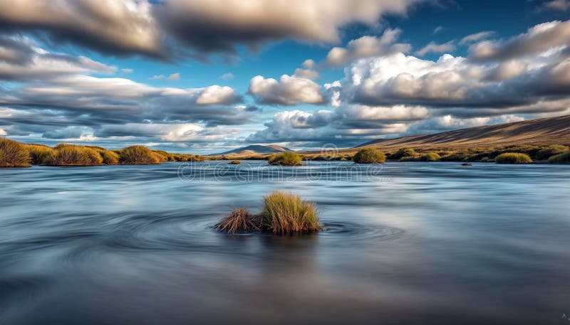 Landscape of Wild Nature. Photographed Using a Slow Shutter Speed Stock ...