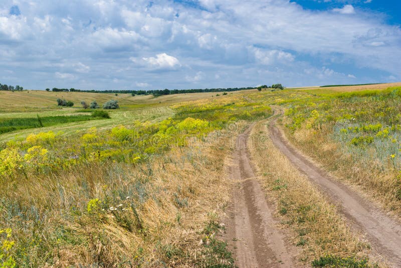 Landscape of Wild Ukrainian Prairie Stock Photo - Image of cloudy ...