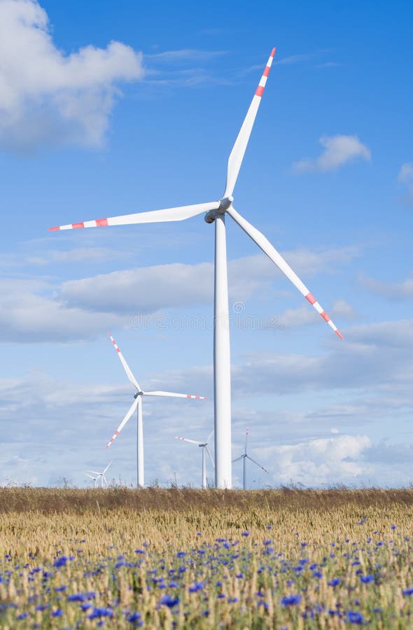 Landscape with wind power stock photo. Image of turbine - 260873098