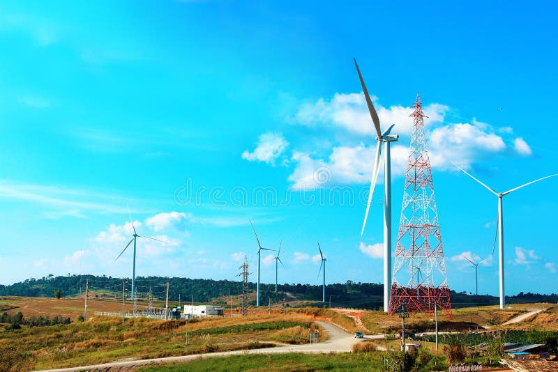 Landscape with Wind Energy Turbines Stock Photo - Image of power, safe ...