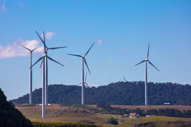 Landscape with Wind Turbines for Power Generation. Stock Photo - Image ...