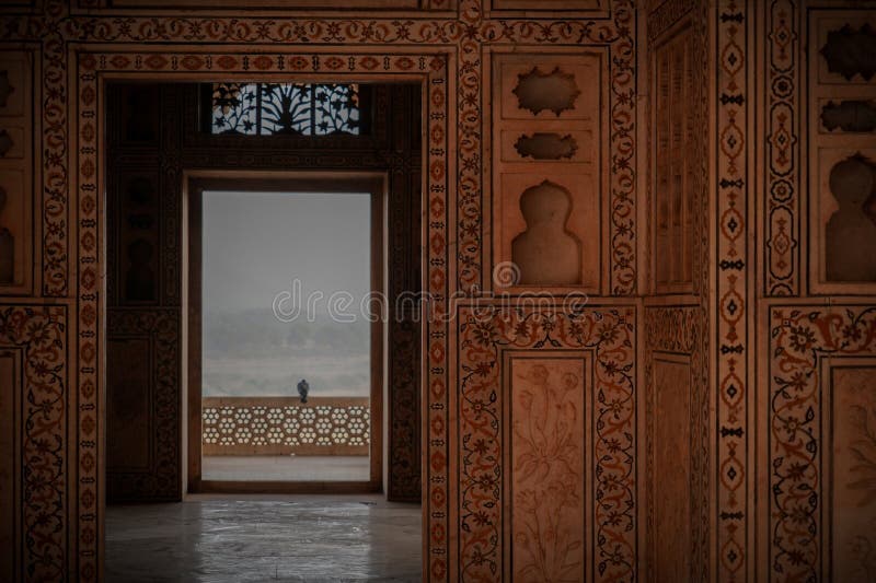 Landscape with Window Frame and Birds Stock Photo - Image of arch ...