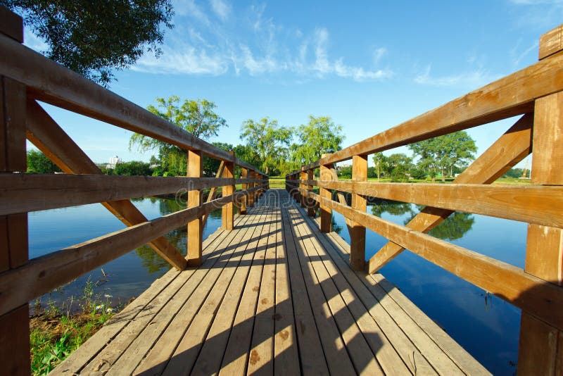 Landscape with Wooden Bridge Stock Photo - Image of tree, summer: 31873104