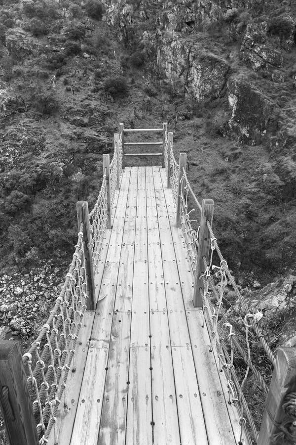 Landscape with Wooden Viewpoint in Black and White Stock Photo - Image ...