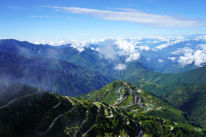 Landscape of Zig Zag Road of Silk Route Sikkim Stock Image - Image of ...
