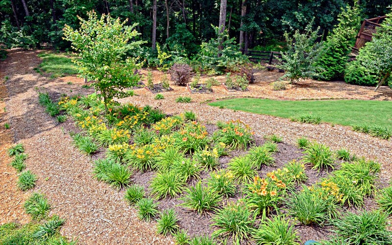 Landscaped Area of a Yard stock photo. Image of view - 97838784