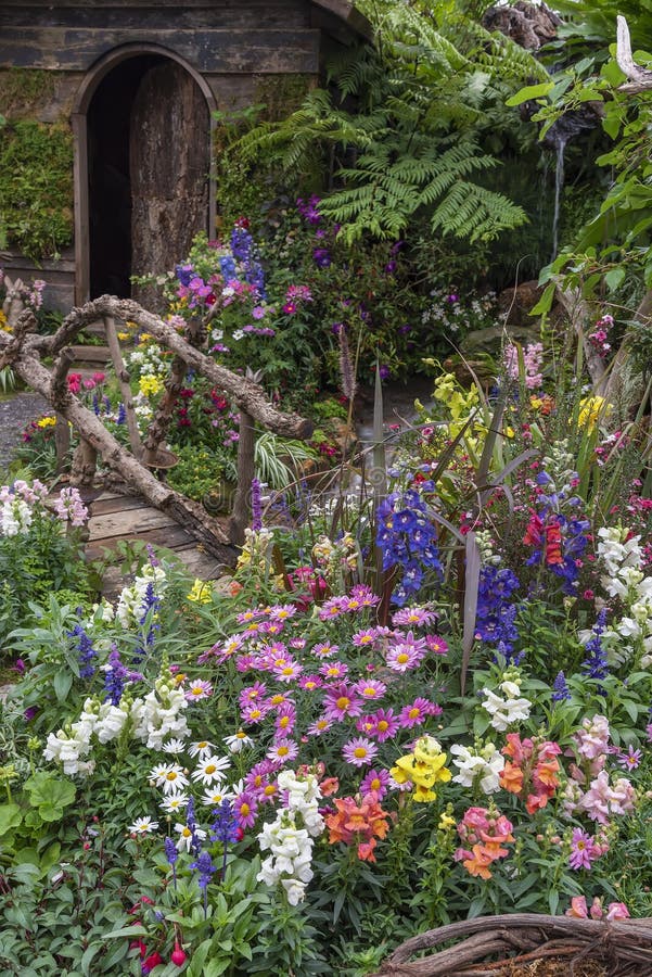 Backyard Flower Garden of Old House Stock Image - Image of natural ...