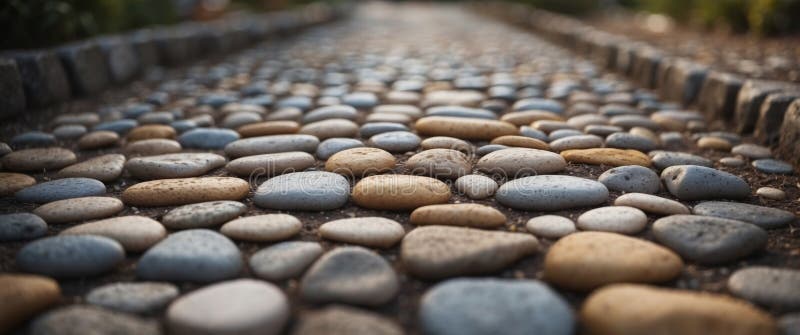 A Landscaped Path Paved with Natural Stone. Stock Photo - Image of ...