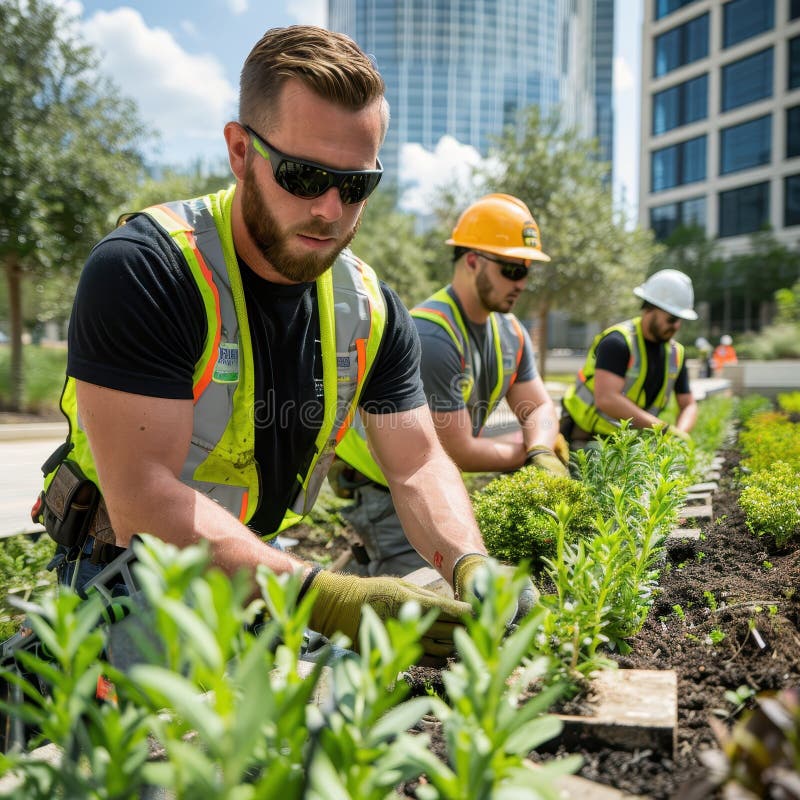 Landscapers and Construction Workers Collaborate on Urban Greenery ...