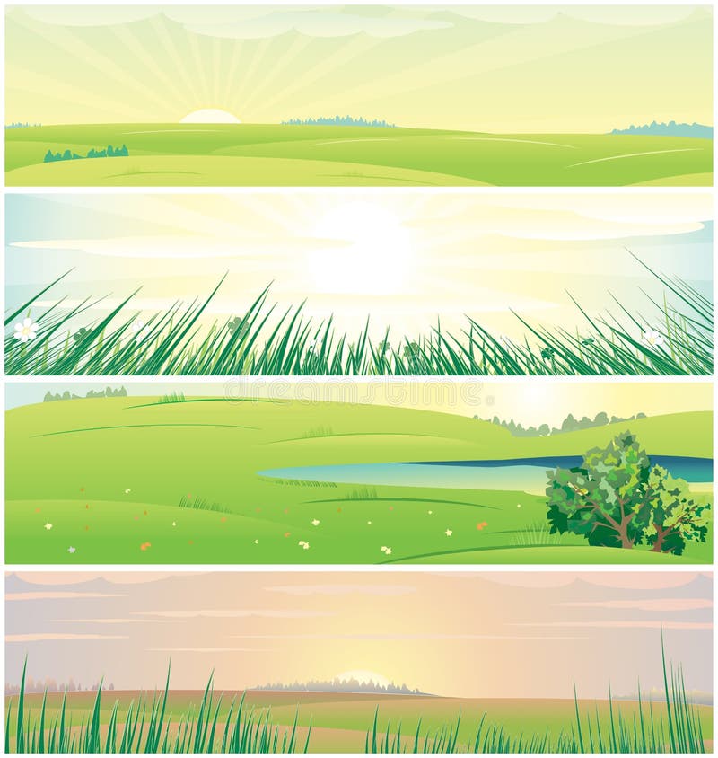 Horizontal Vector Banner Farm Fields with Fence. Stock Vector ...