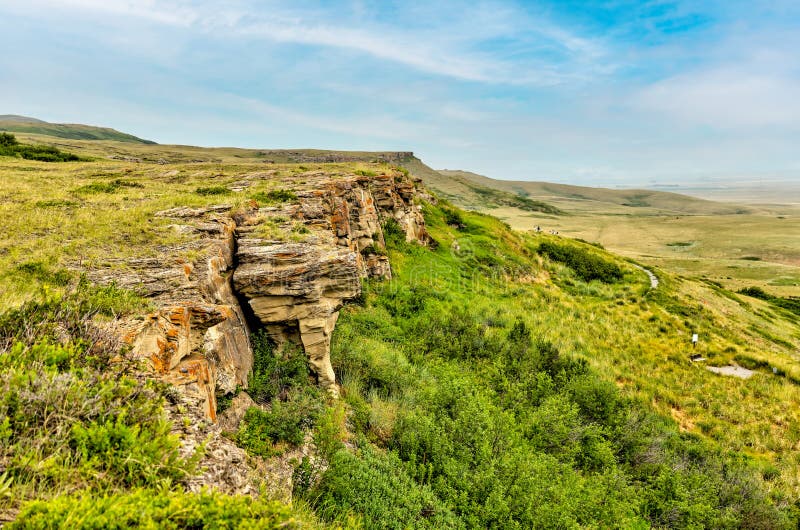 Landscapes of Head Smashed in Buffalo Jump in Rural Alberta Stock Image ...