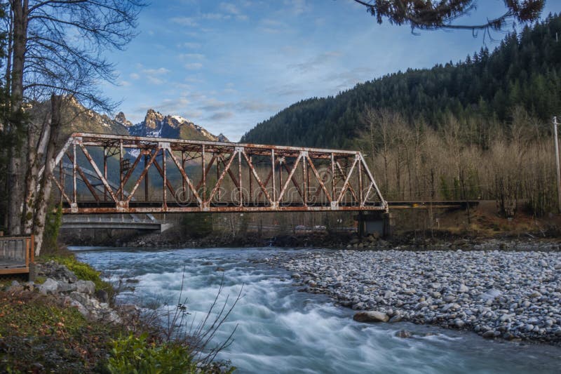The Landscapes of Index Town and North Fork Skykomish River. Stock ...