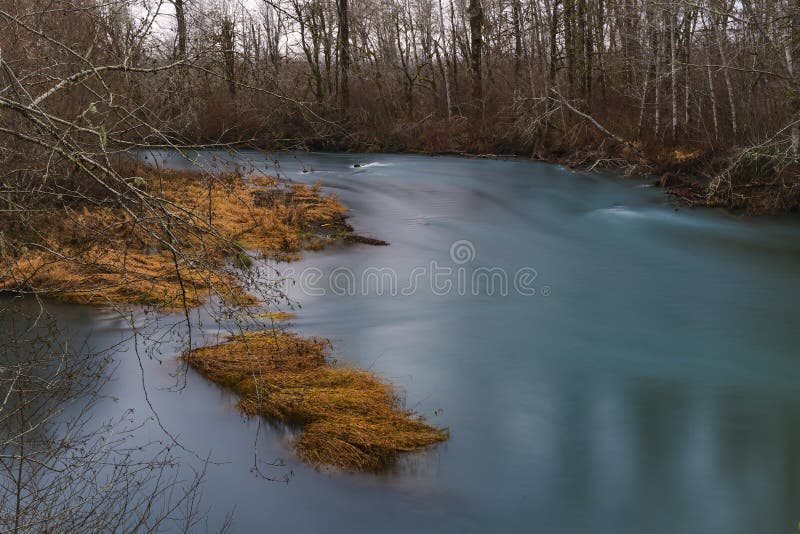 The Landscapes of Skokomish River with Long Exposure Shutter in Winter ...