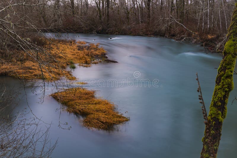 The Landscapes of Skokomish River with Long Exposure Shutter in Winter ...