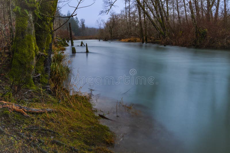 The Landscapes of Skokomish River with Long Exposure Shutter in Winter ...