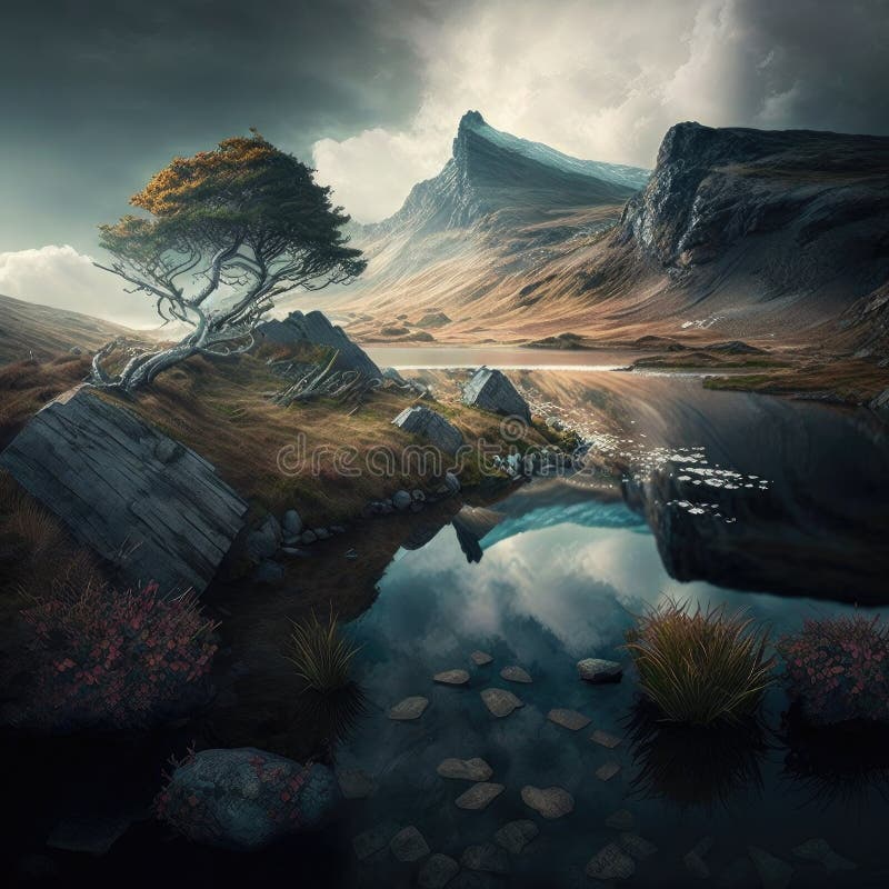 Abstract and Fictional Landscapes Created in AI in High Quality Stock ...