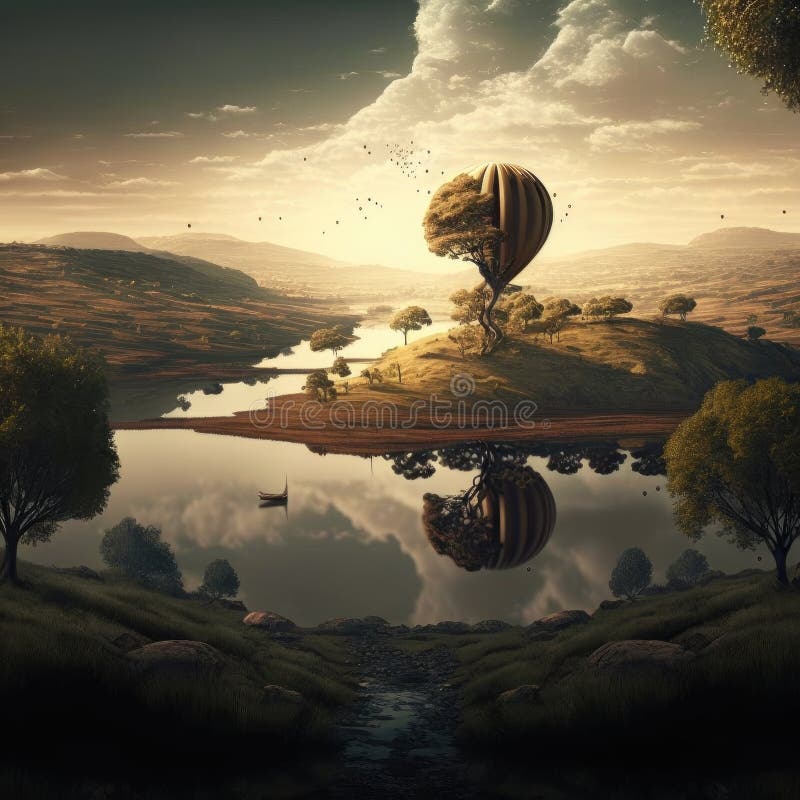 Abstract and Fictional Landscapes Created in AI in High Quality Stock ...