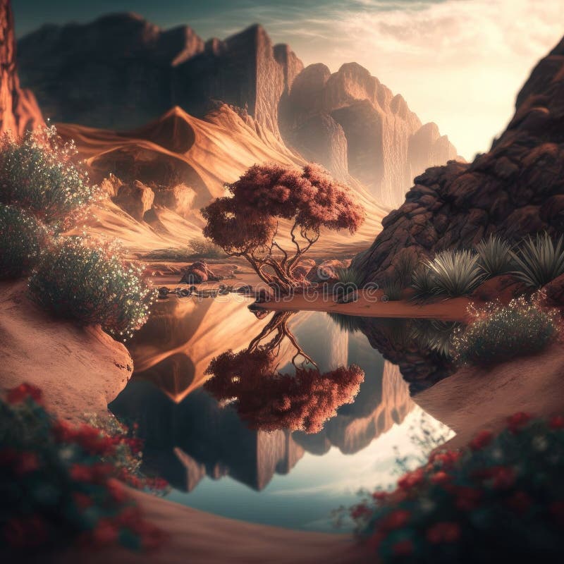 Abstract and Fictional Landscapes Created in AI in High Quality Stock ...