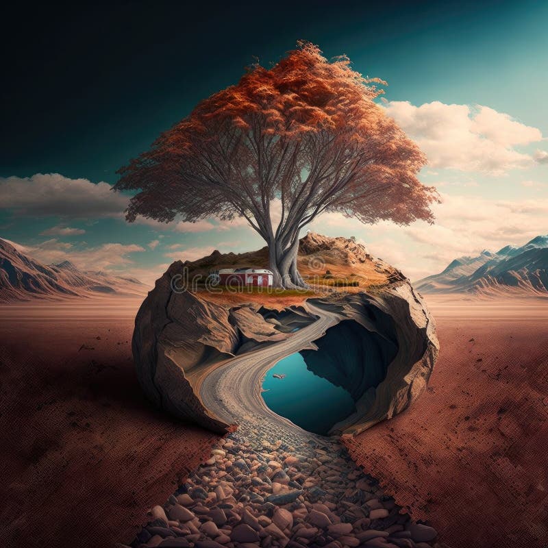 Abstract and Fictional Landscapes Created in AI in High Quality Stock ...