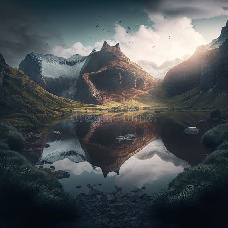 Abstract and Fictional Landscapes Created in AI in High Quality Stock ...