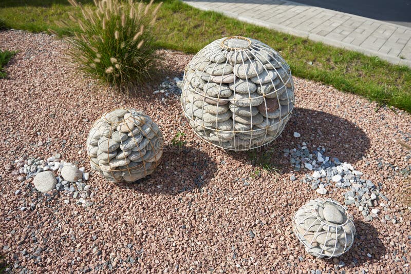 Landscaping Decoration Made of Ball-shaped from Pebble Stone Stock ...
