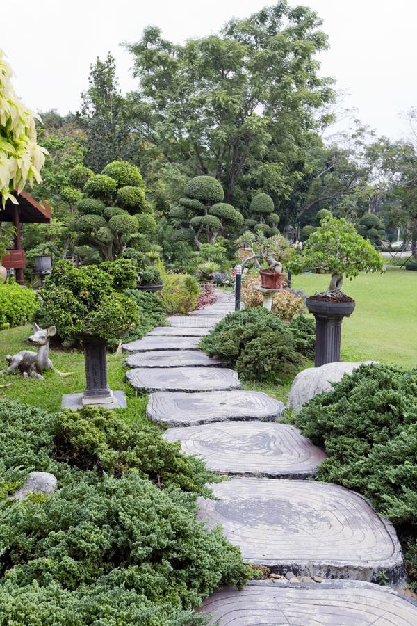 Landscaping in the Garden. the Path in the Garden Stock Image - Image ...