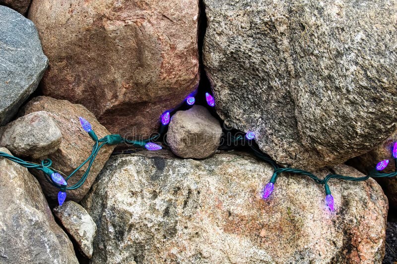 Landscaping Lights Placed between Bolder and Rocks Stock Image - Image ...