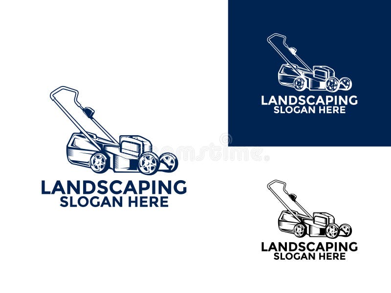 Landscaping Logo Design Vector, Lawn Mower and Service Illustration ...