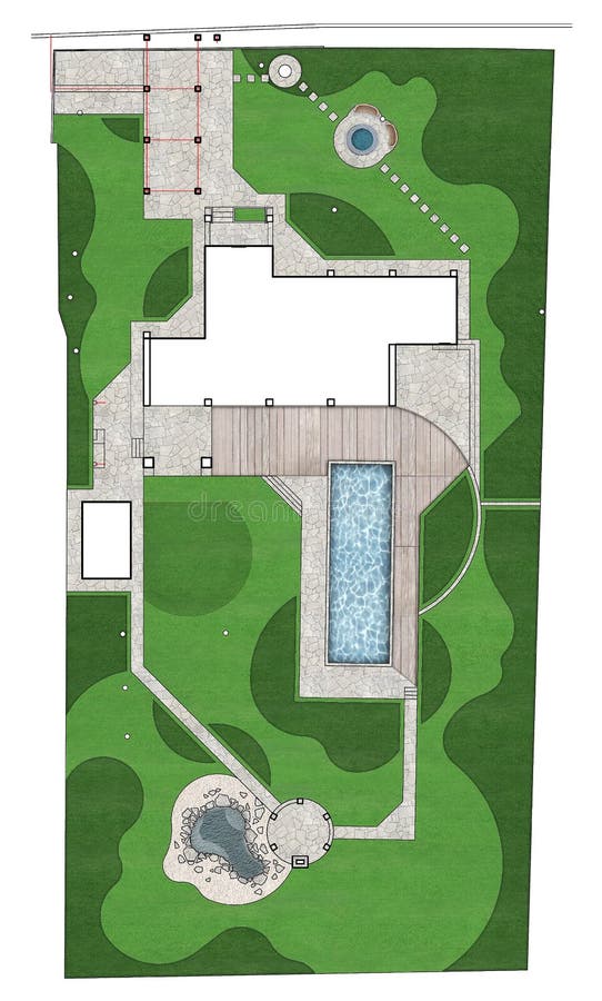 Landscaping Site Development Master Plan, 2D Sketch Stock Illustration ...