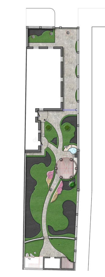Landscaping Site Development Plan, 2D Sketch Stock Illustration ...